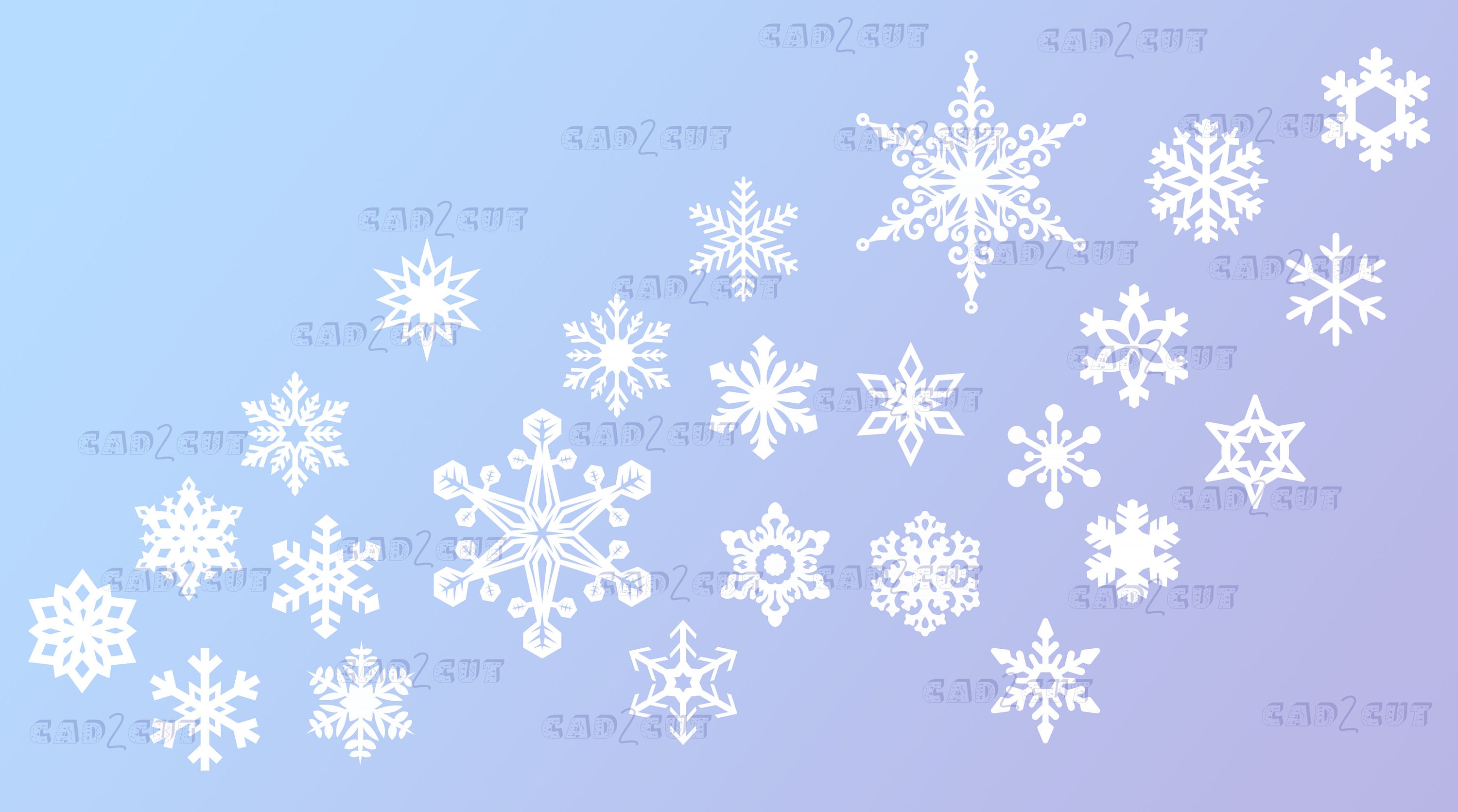 25 X Unique Snowflake Vector Files DWG, DXF PDF Digital Download Files ...