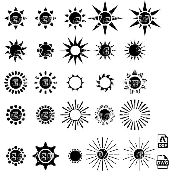 25 X Sun Vector Shapes DWG DXF PDF Digital Download Files | Etsy