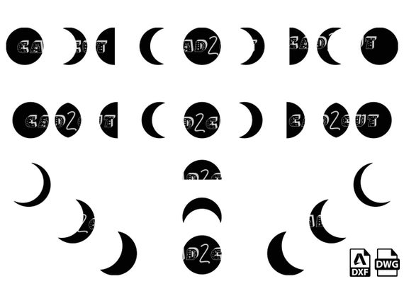 Moon Phase Vector Shapes DWG DXF PDF Digital Download | Etsy
