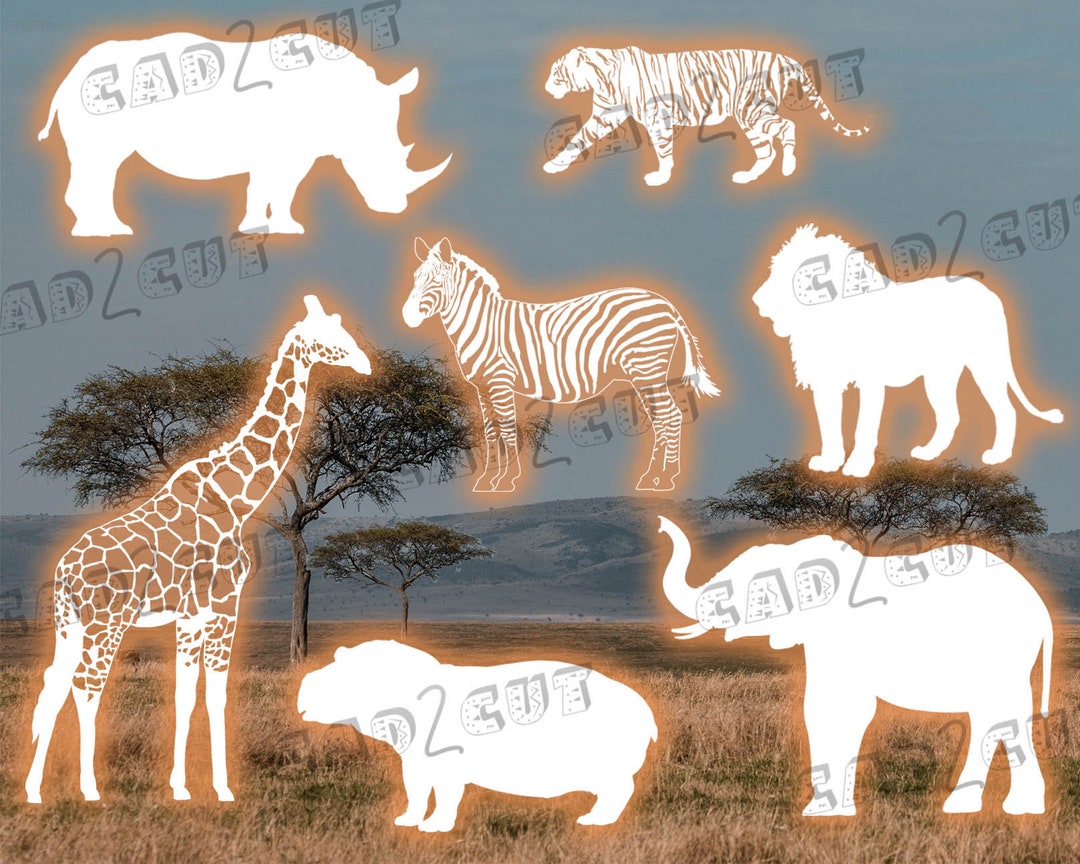 7 X Safari Animal Vector Files Lion Tiger Zebra Giraffe - Etsy