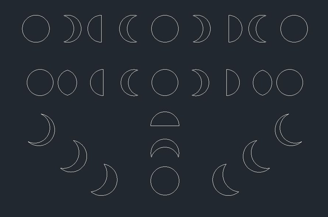 Moon Phase Vector Shapes DWG, DXF PDF Digital Download Files - Etsy