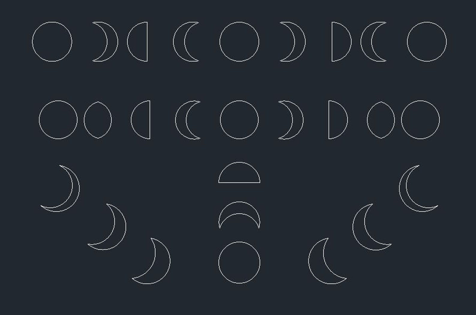Moon Phase Vector Shapes DWG, DXF PDF Digital Download Files - Etsy