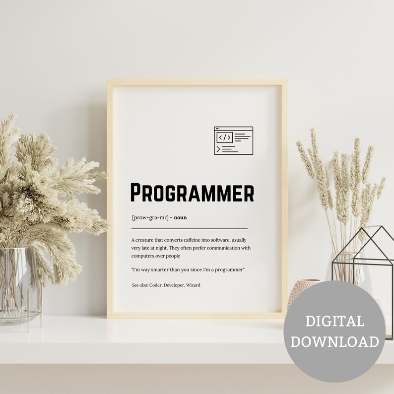 Printable Programmer Definition Art for Geeks, Digital Download, Funny ...