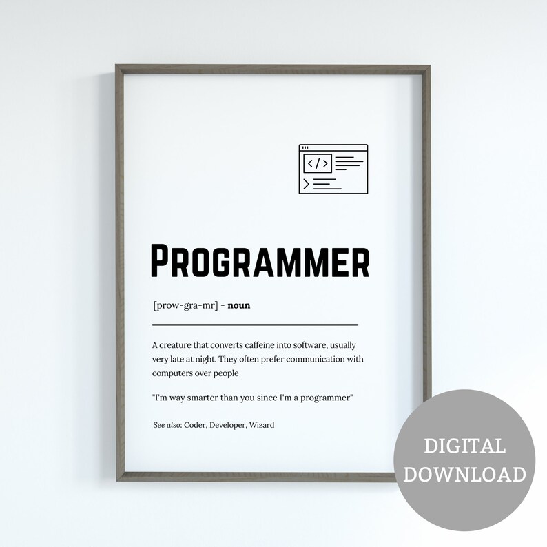 Printable Programmer Definition Art for Geeks, Digital Download, Funny ...