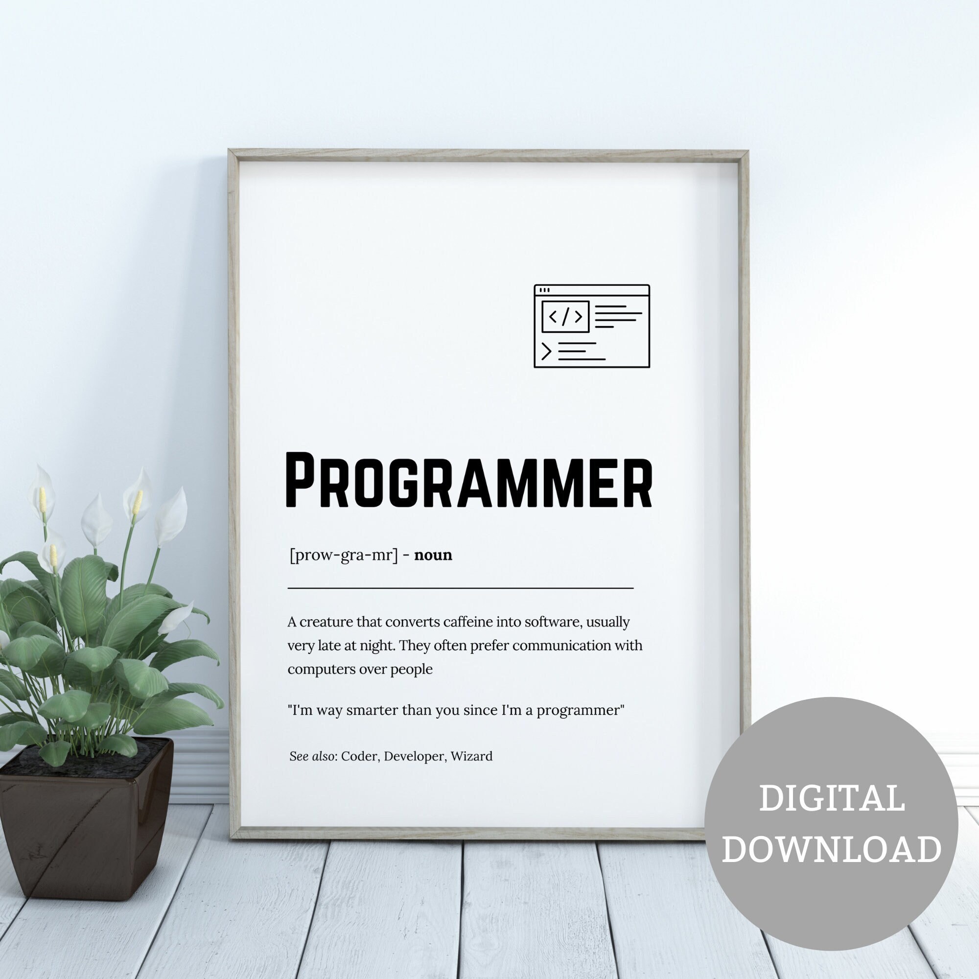 Printable Programmer Definition Art for Geeks, Digital Download, Funny ...
