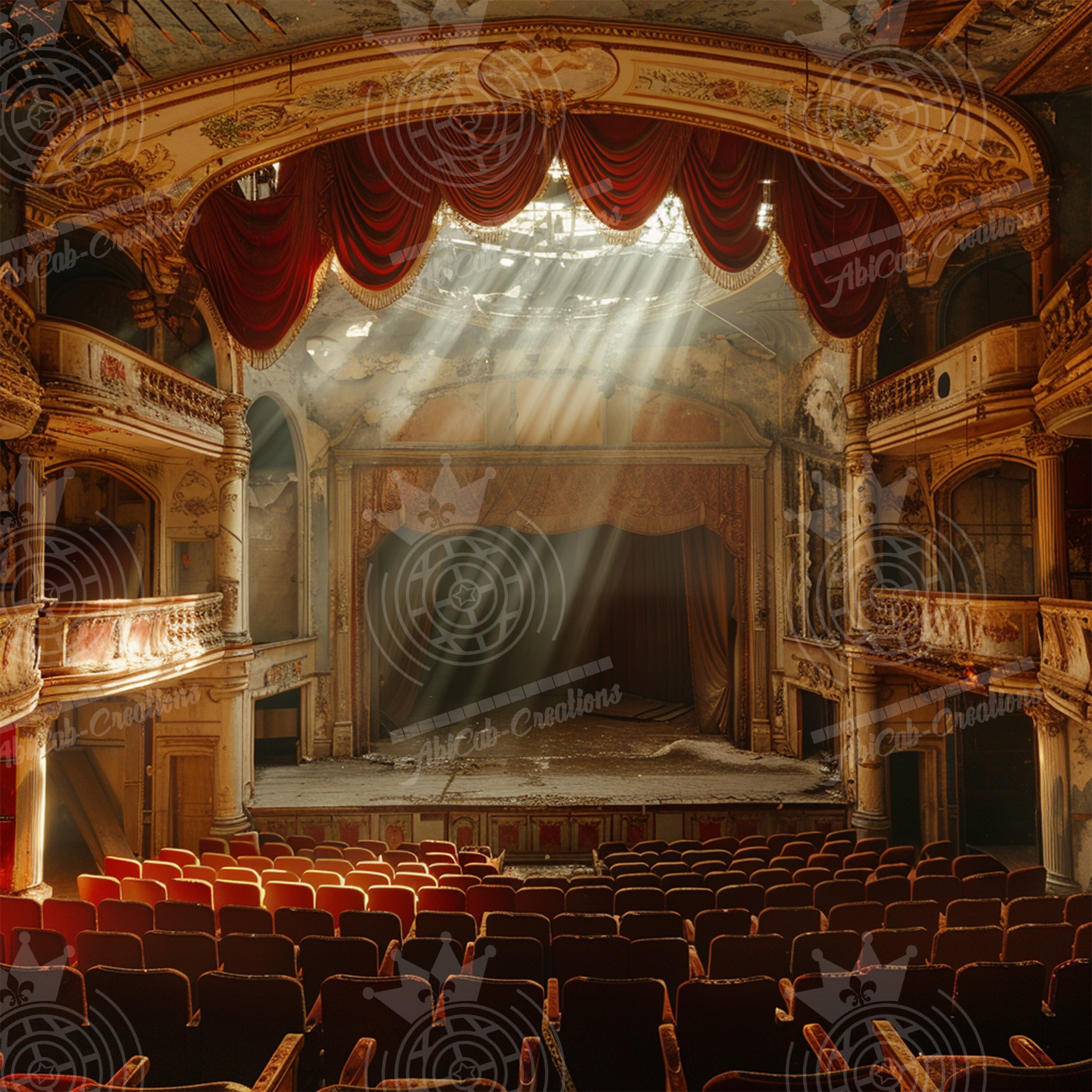 Printable-abandoned Operahouse, Grand Theater, Wall Art, Warm Colors ...