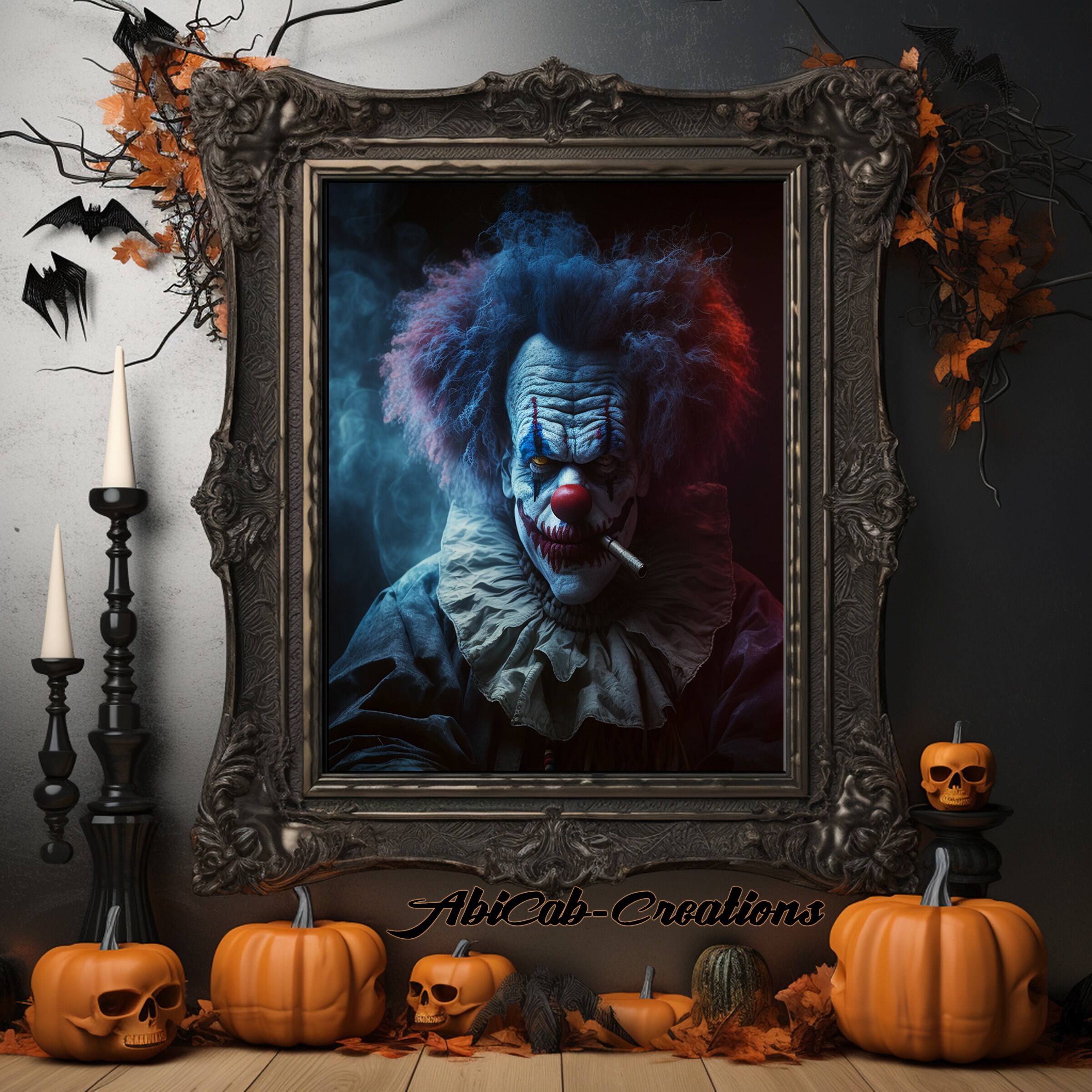 PRINTABLE ART: Scary Crusty Clown Smoking Lit up Cigar in the - Etsy