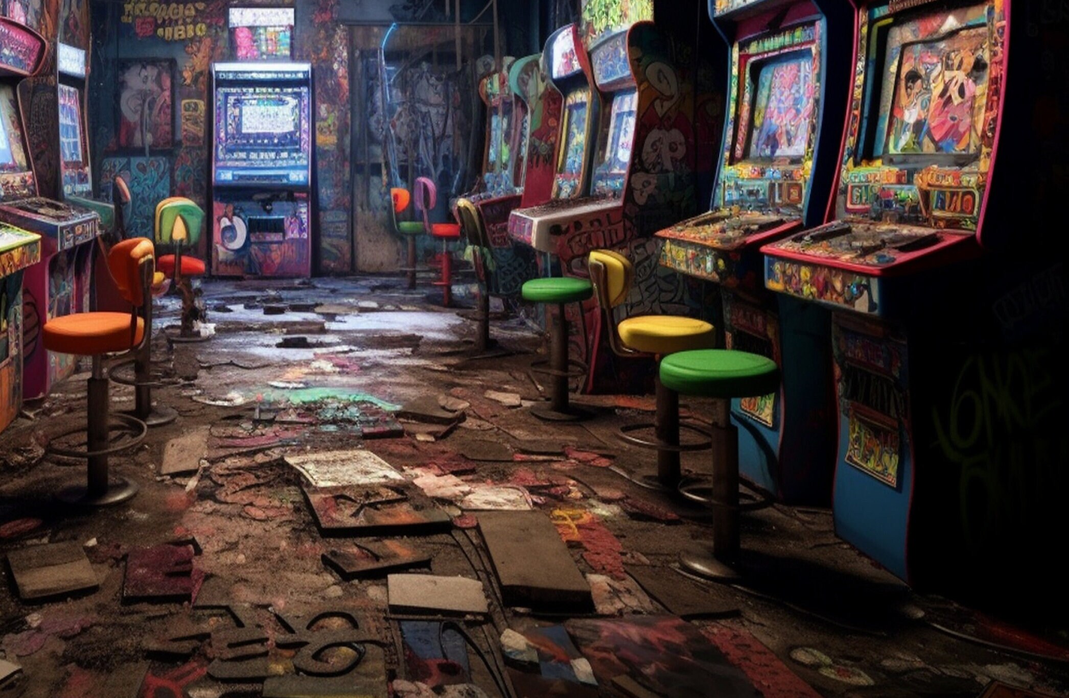 Printable-vintage Arcade Stools 8, Man Cave Art Decor, Vibrant Color ...