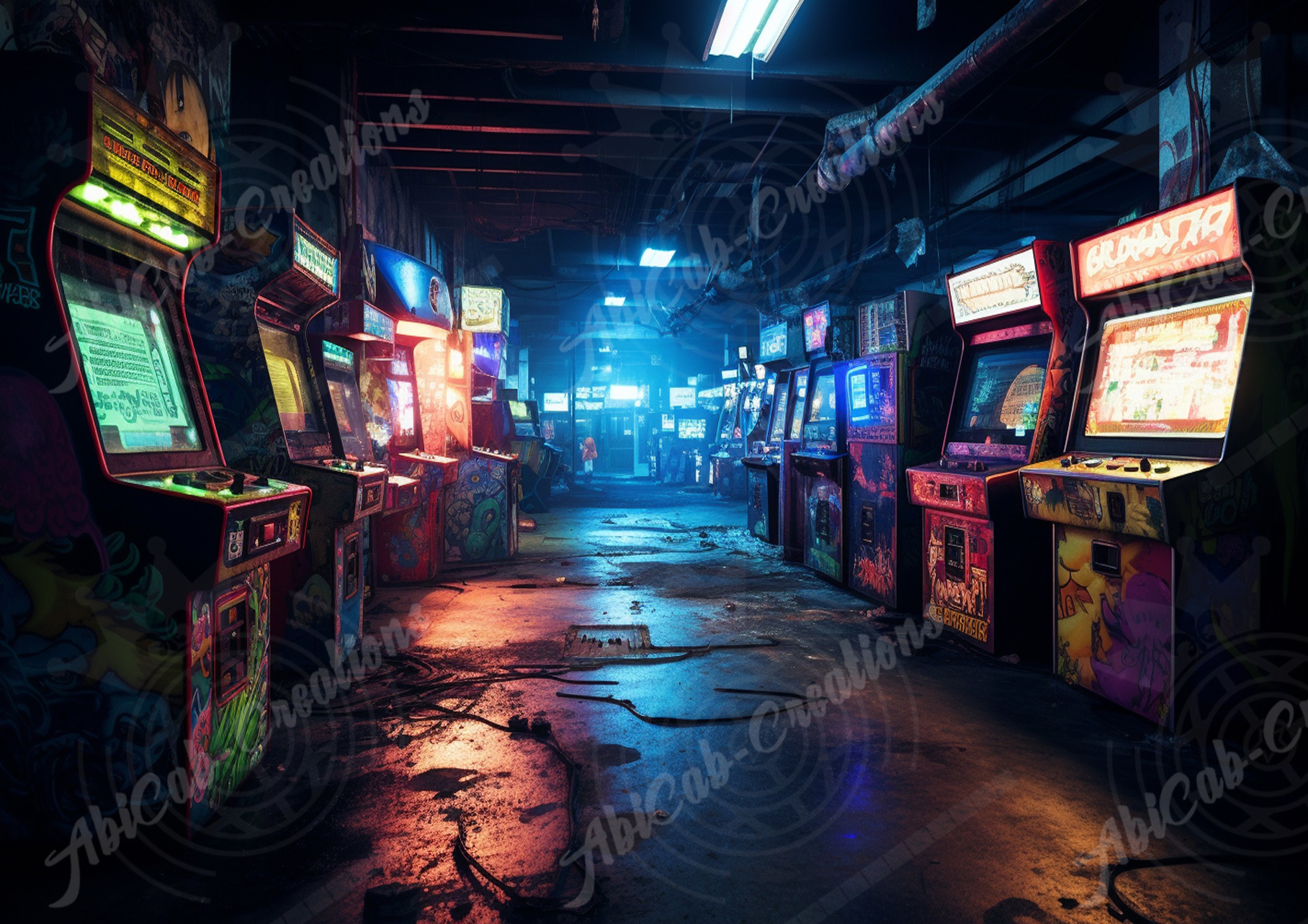 Printable-vintage Arcade 5, Man Cave Art Decor, Vibrant Color, Nostagia ...