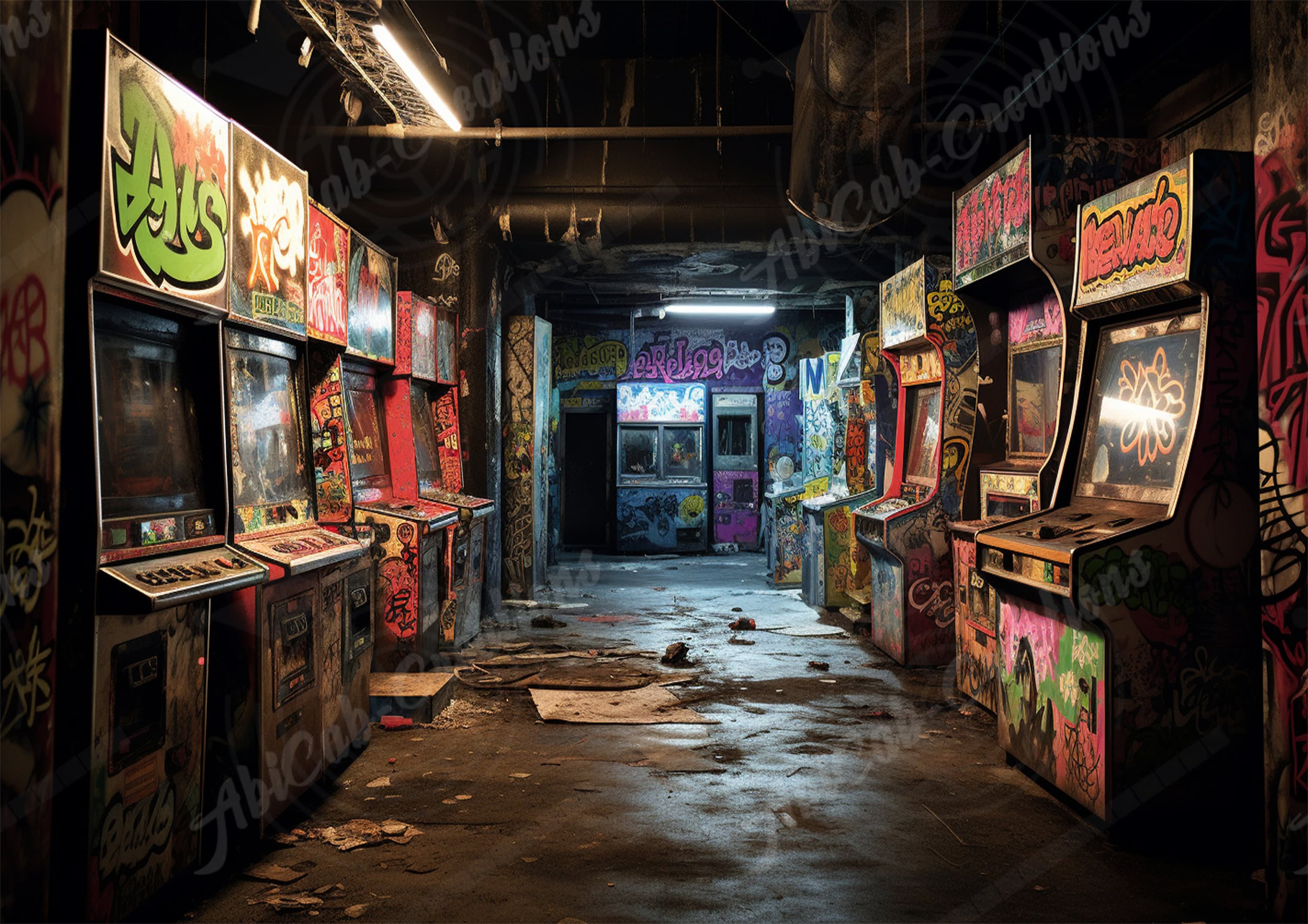 Printable-vintage Arcade3, Man Cave Art Decor, Vibrant Color, Nostagia ...