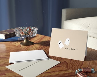 Ghost Halloween Hey BOO Card Autumn Notecard Fall Greeting Blank Kids ...