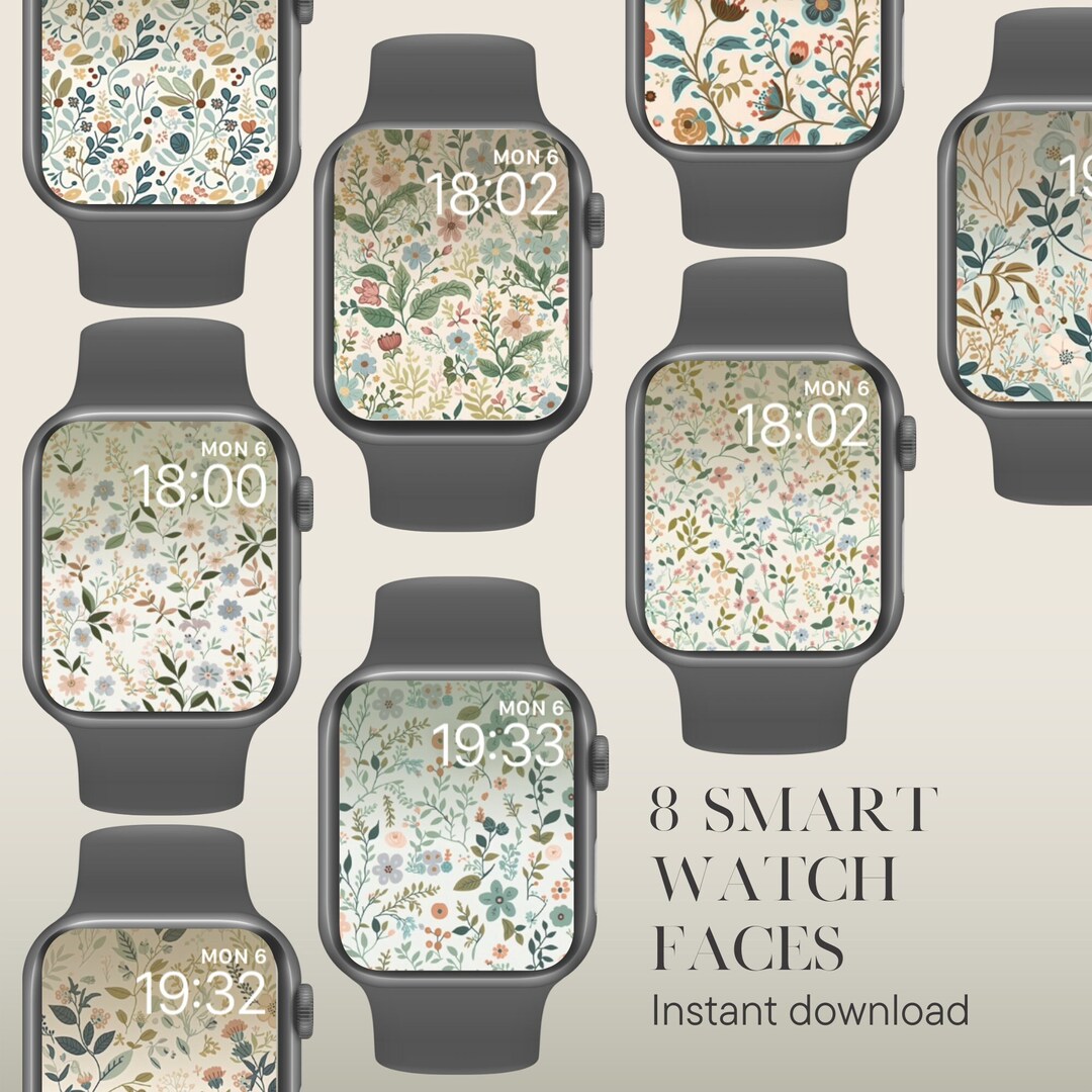 Light Feminine Floral Watch Face Bundle, Floral Watch Face, Watch Face ...