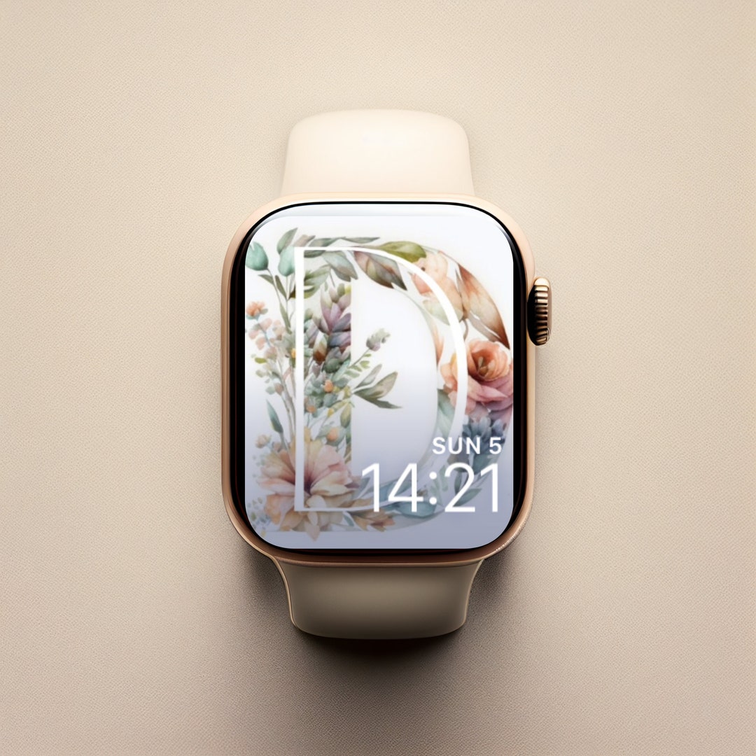 Initial Apple Watch Face, Feminine Watch Face Flowers, Watercolor Apple ...