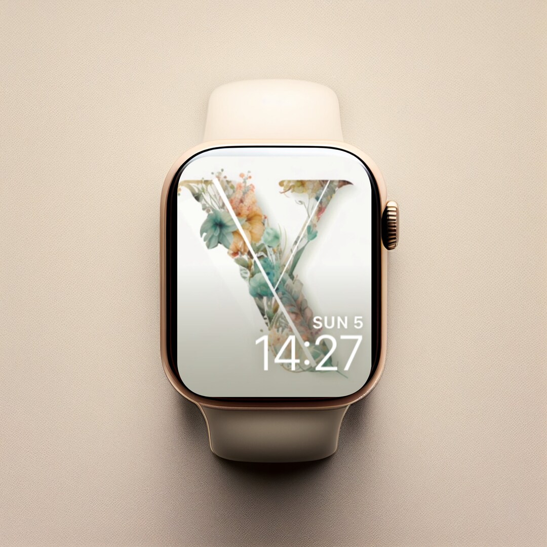 Initial Apple Watch Face, Feminine Watch Face Flowers, Watercolor Apple ...
