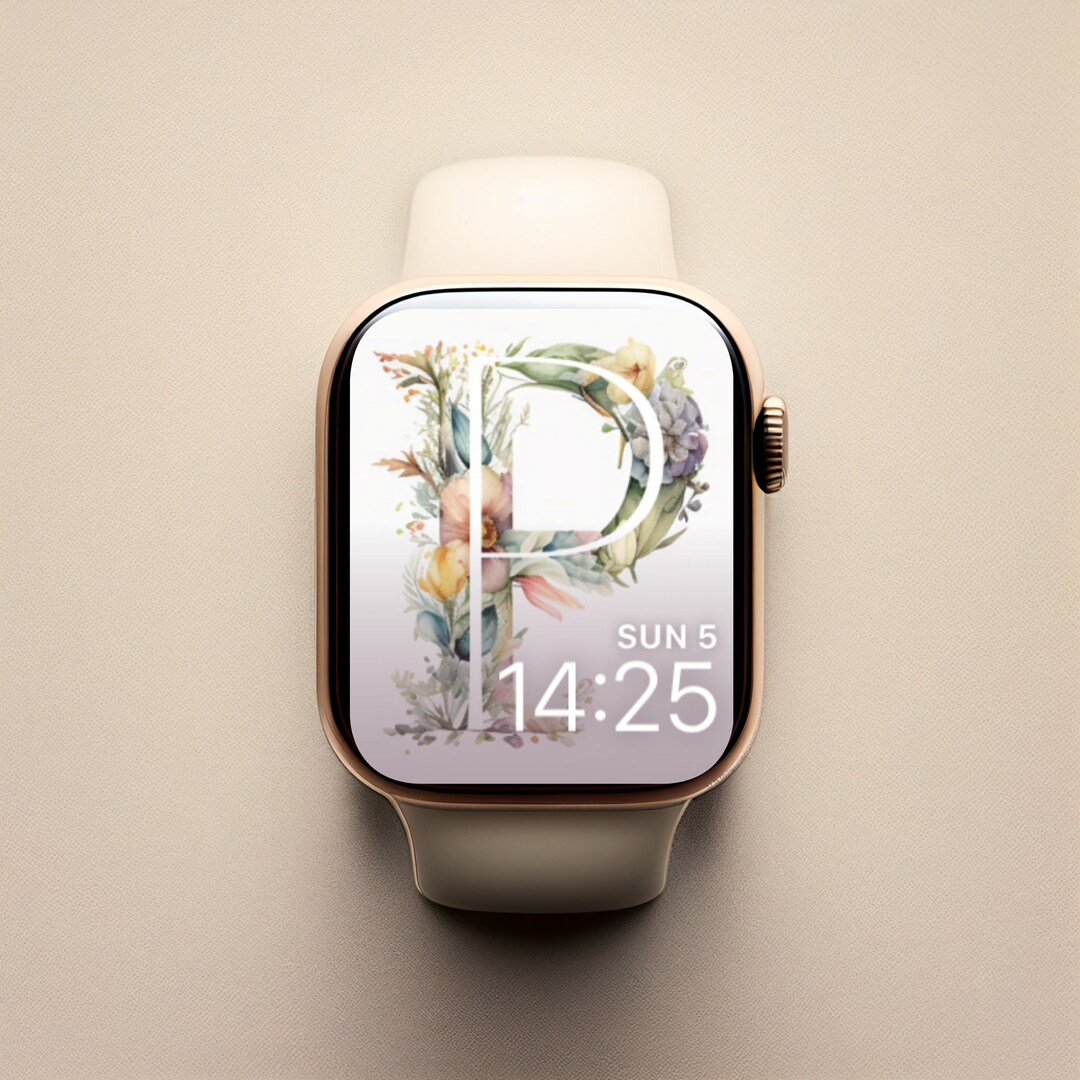 Initial Apple Watch Face, Feminine Watch Face Flowers, Watercolor Apple ...