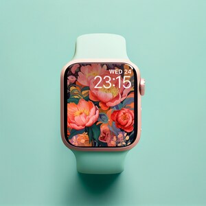 Pink Apple Watch Face Flowers, Floral Apple Watch Face, Digital ...