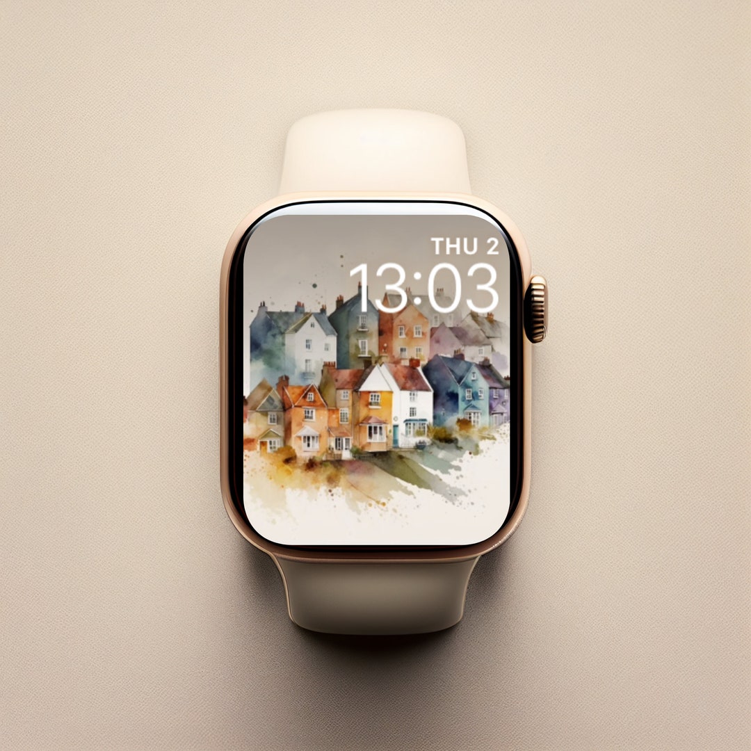 Watercolor Houses Watch Face, Artsy Watch Face, Watch Face, Art for ...