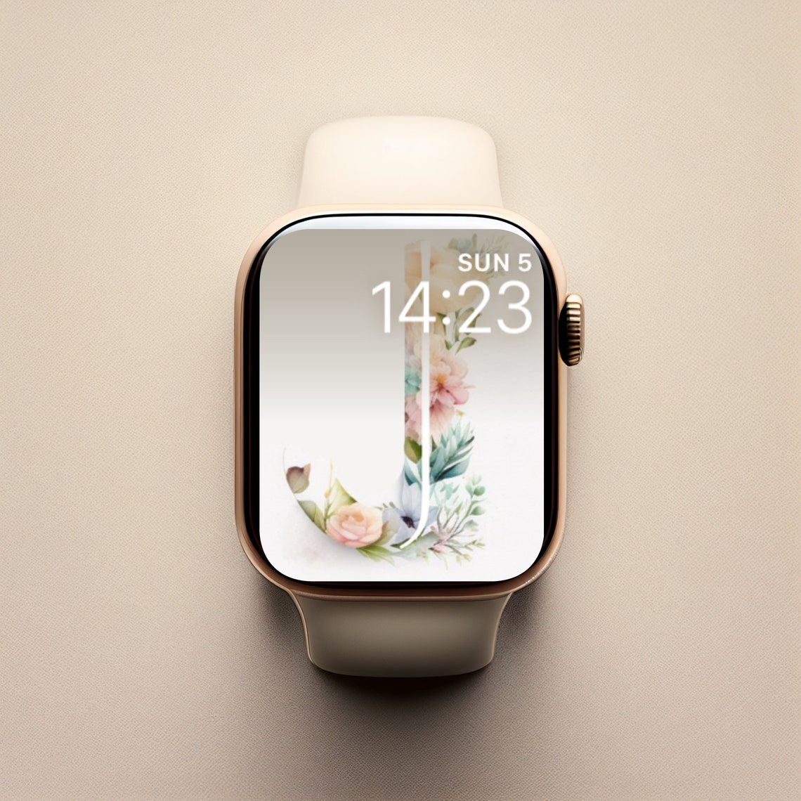 Initial Apple Watch Face, Feminine Watch Face Flowers, Watercolor Apple ...