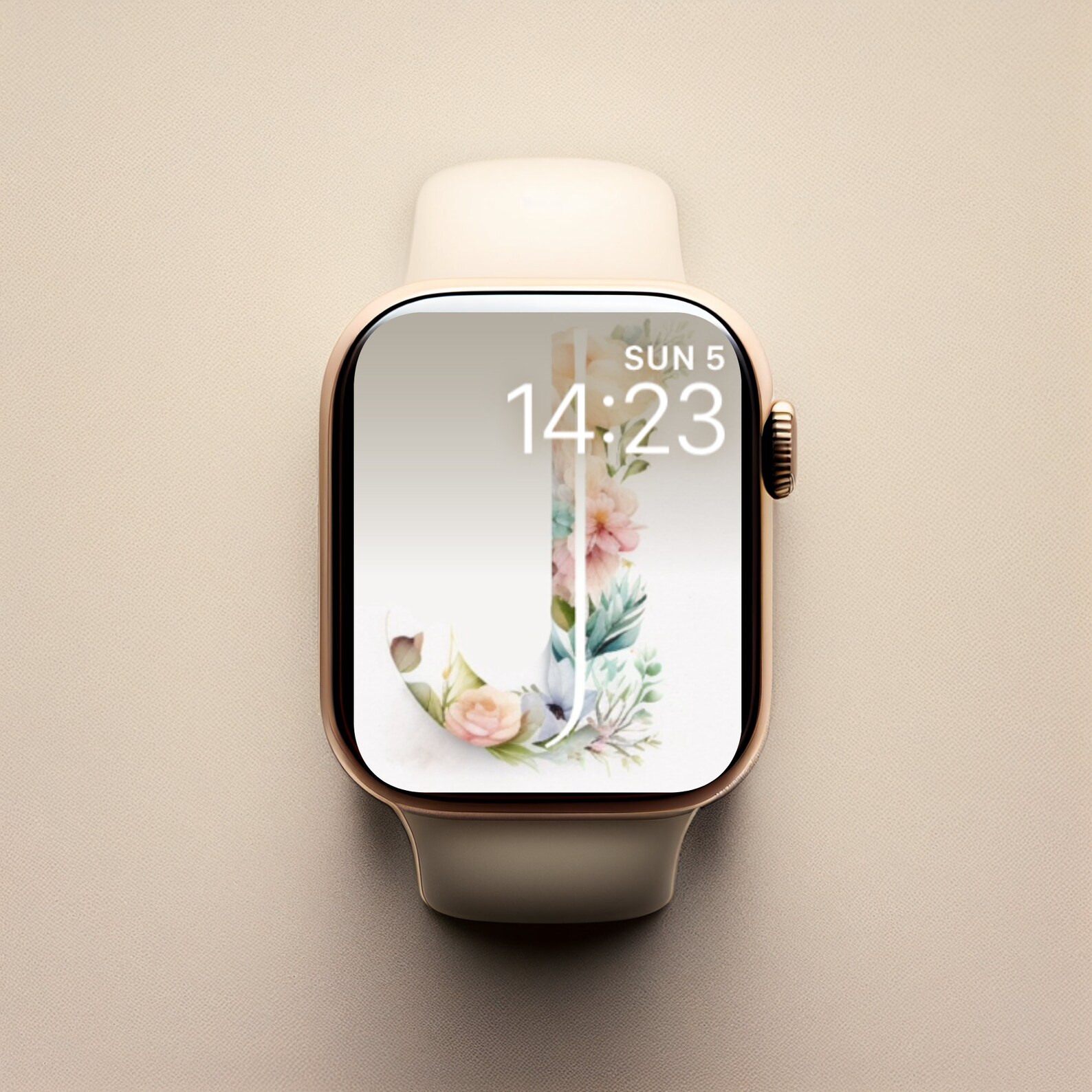 Initial Apple Watch Face, Feminine Watch Face Flowers, Watercolor Apple ...