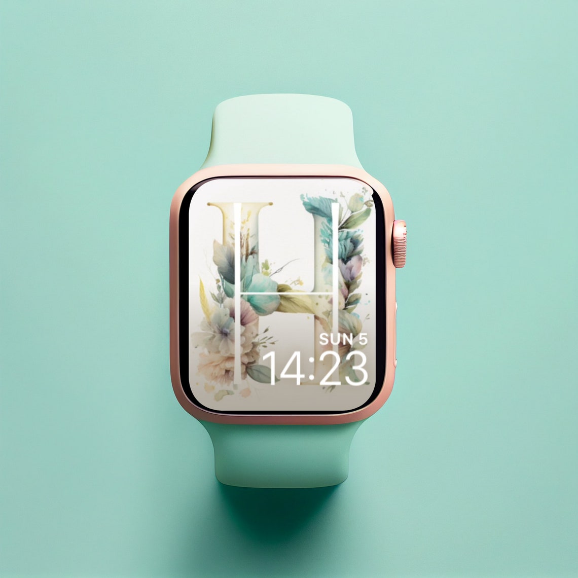 Initial Apple Watch Face, Feminine Watch Face Flowers, Watercolor Apple ...