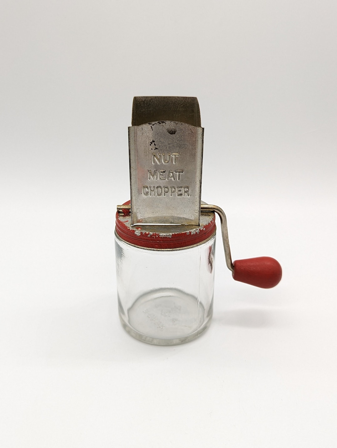 Vintage Dominion Glass Nut Chopper With Wooden Handle - 1950s Kitchen ...