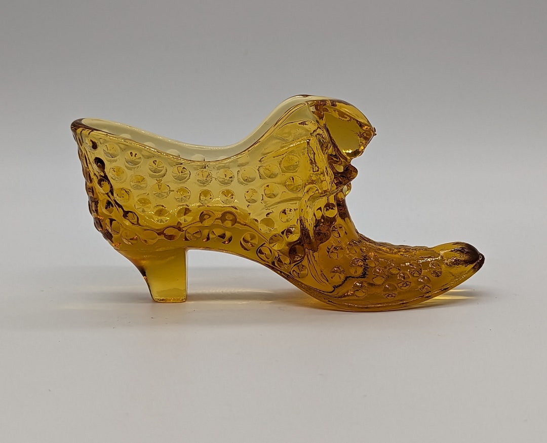 Fenton Amber Glass Miniature Boot: A Whimsical Blend of Craftsmanship ...