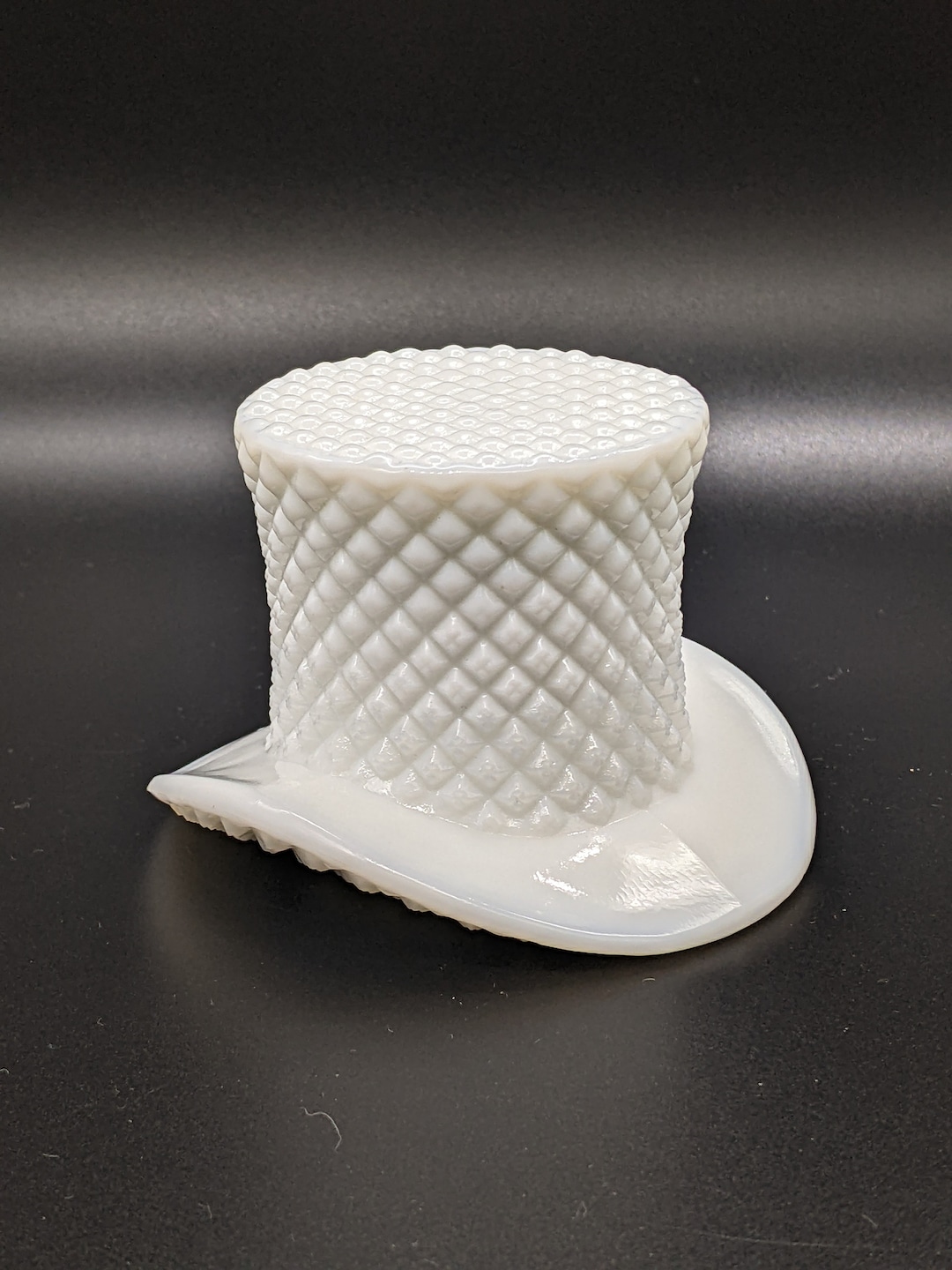 Vintage Westmoreland Milk Glass Top Hat With Raised Diamond Pattern - Etsy