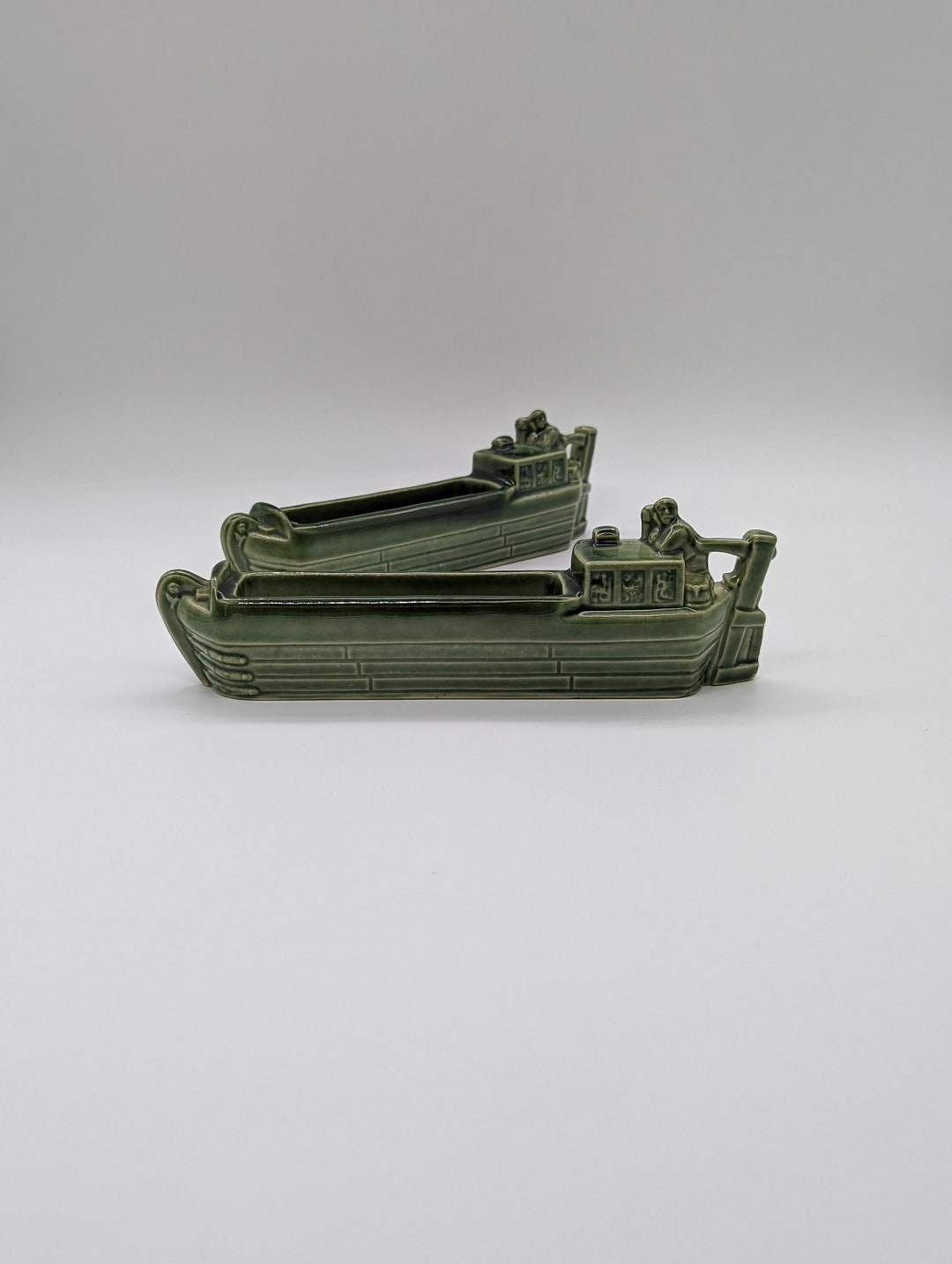 Vintage Wade Ceramic Barge Posy Holders - Victorian Elegance in Green ...