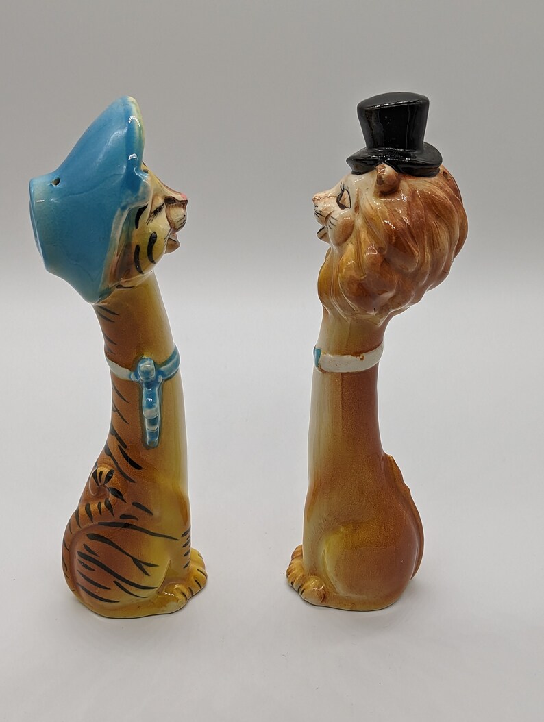 Vintage Tall Lion and Tiger Salt & Pepper Shakers - Etsy