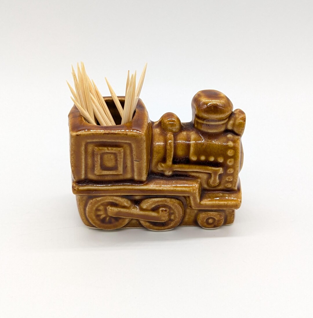 Vintage Ceramic Train Locomotive Toothpick or Match Holder Whimsical ...