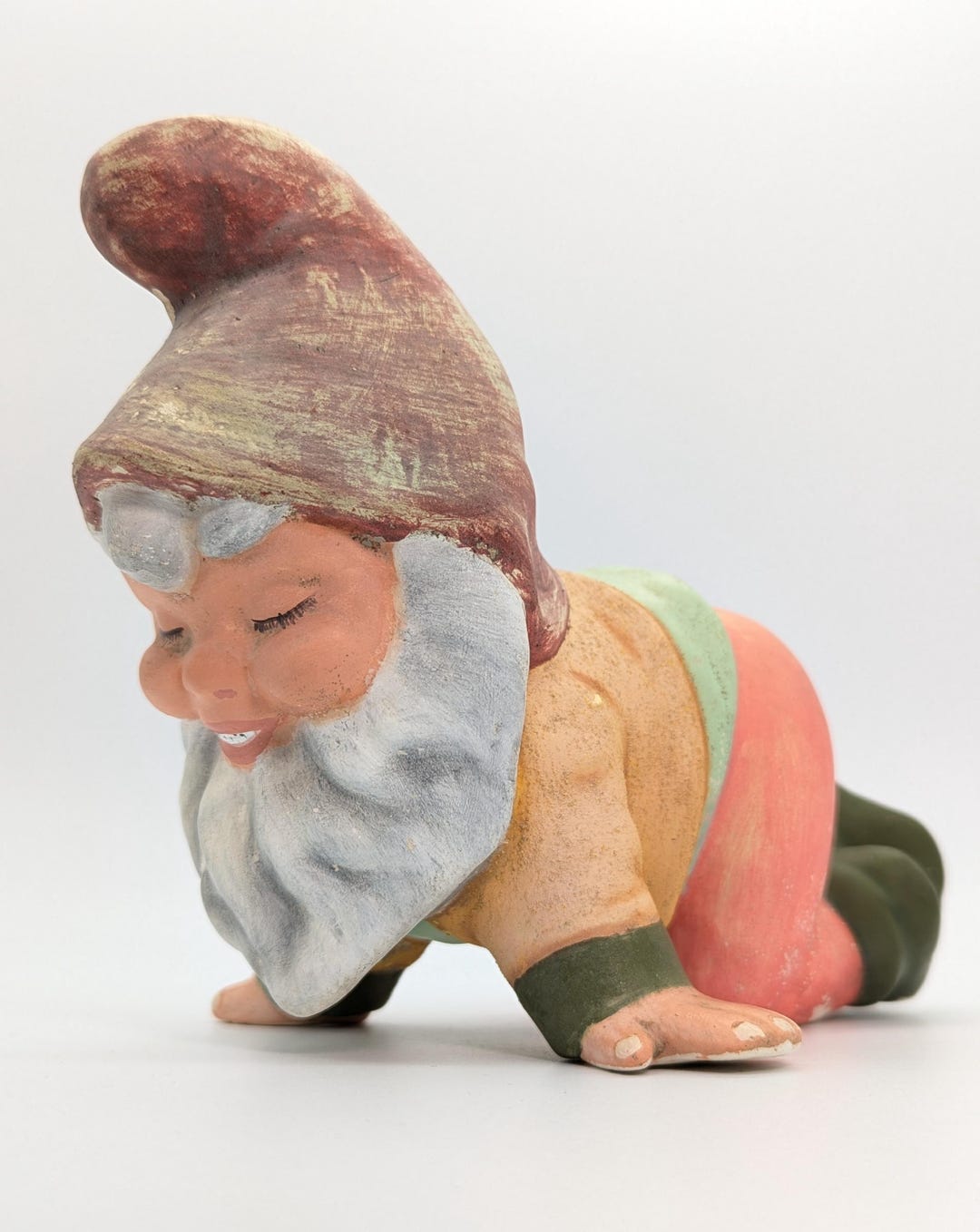 Vintage Crawling Garden Gnome, Whimsical Outdoor Decor, Classic ...
