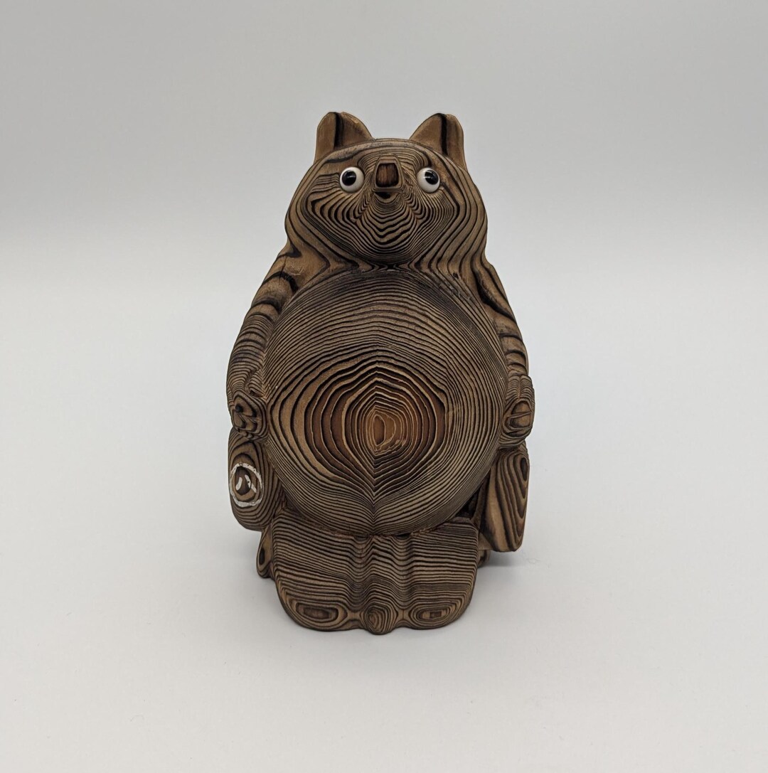 Vintage Shou Sugi Ban Tanuki Figurine, Japanese Folk Art - Etsy