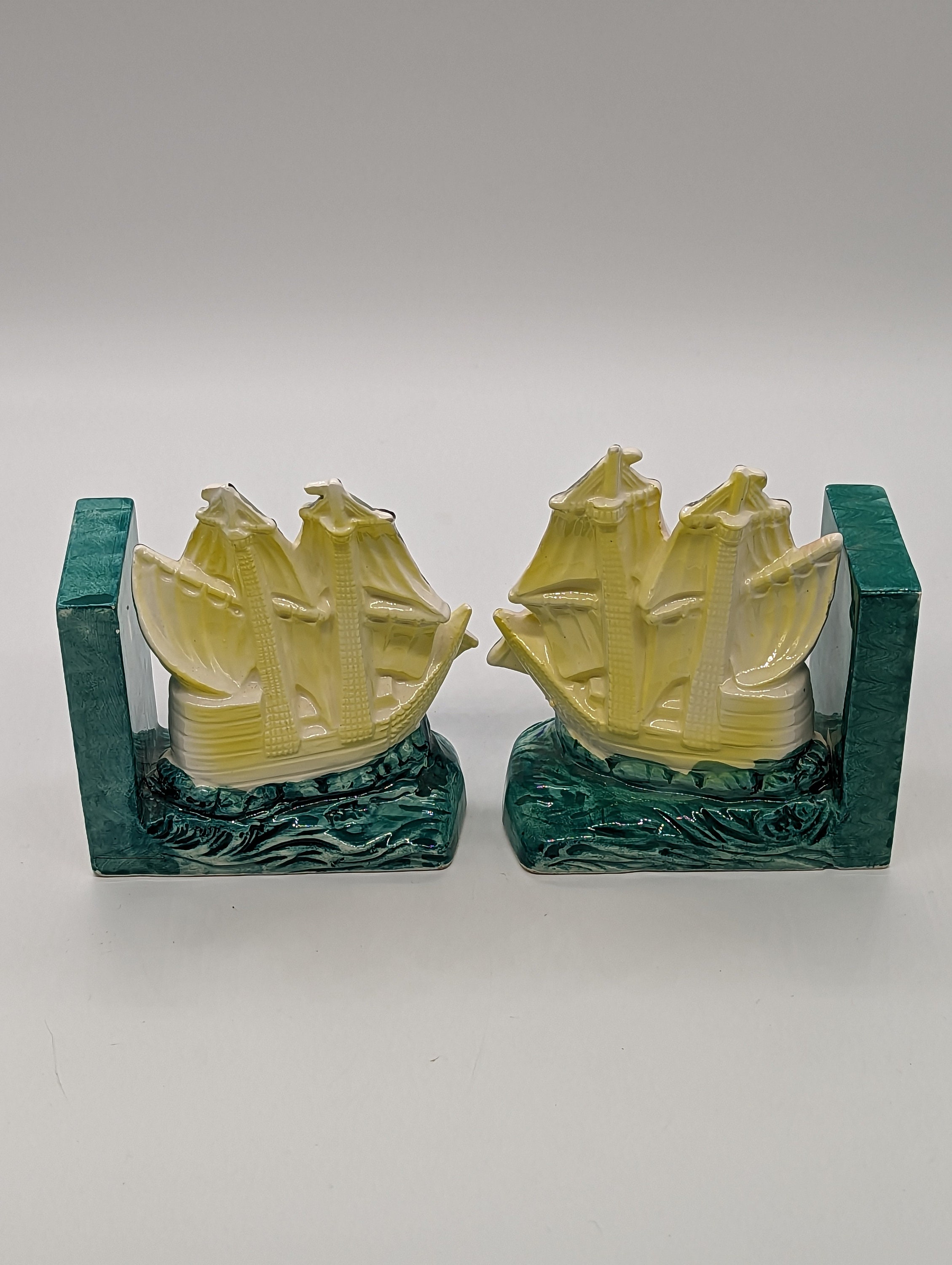Vintage Fully Rigged Ship Bookends A Nautical Delight From - Etsy