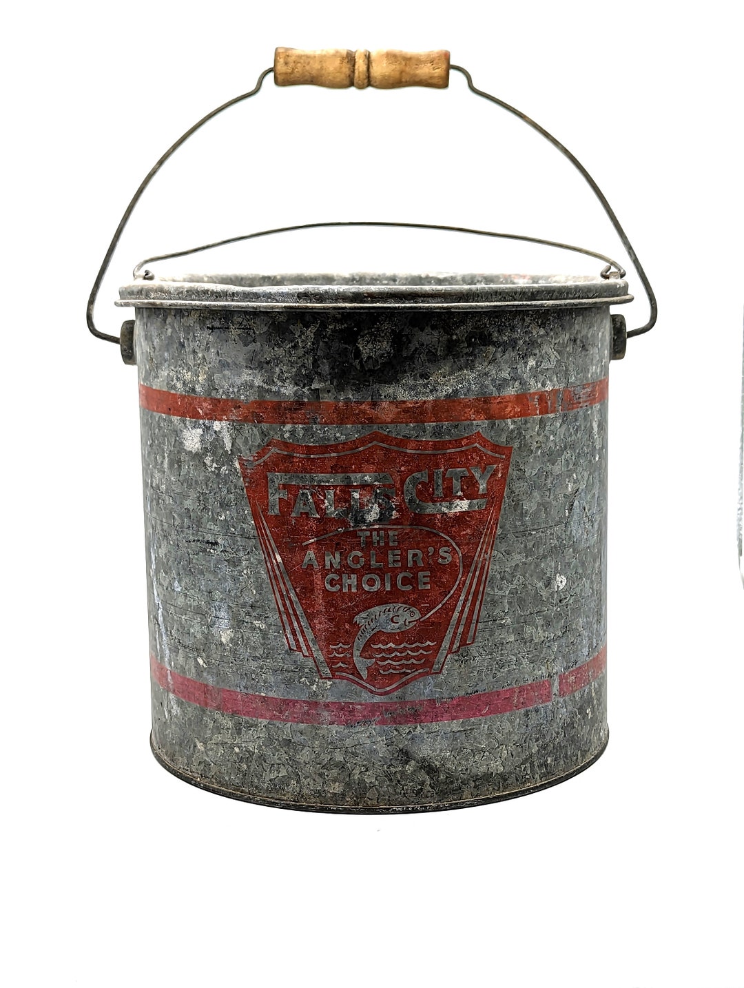 Vintage Falls City 'the Angler's Choice' Two Piece Minnow Bucket ...