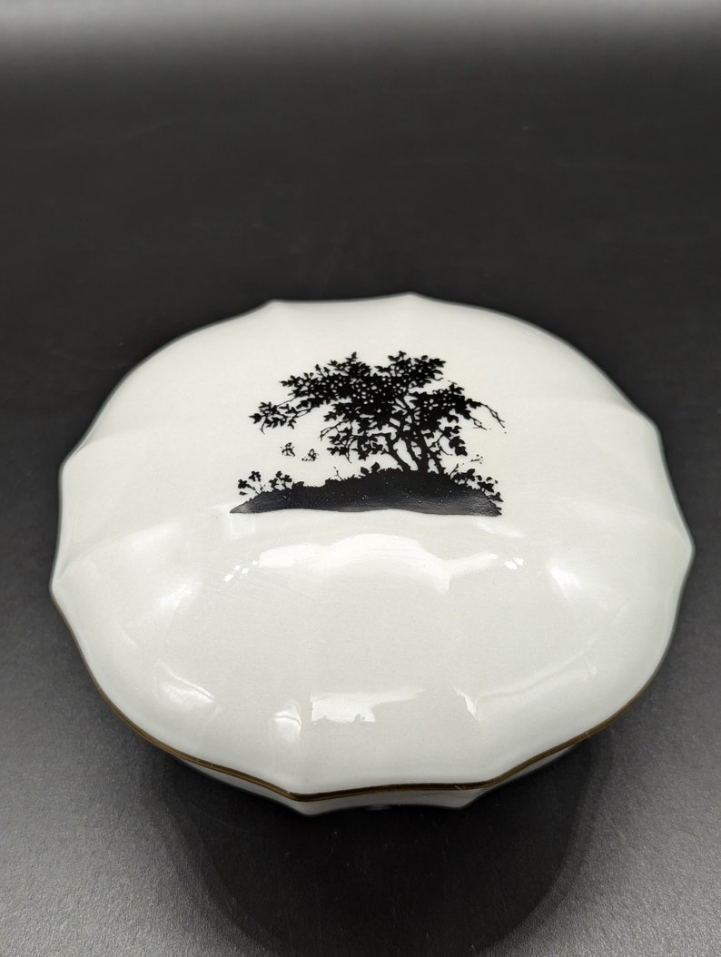 Vintage Porcelain Trinket Box East German 1877 GDR, Hand-painted Tree ...