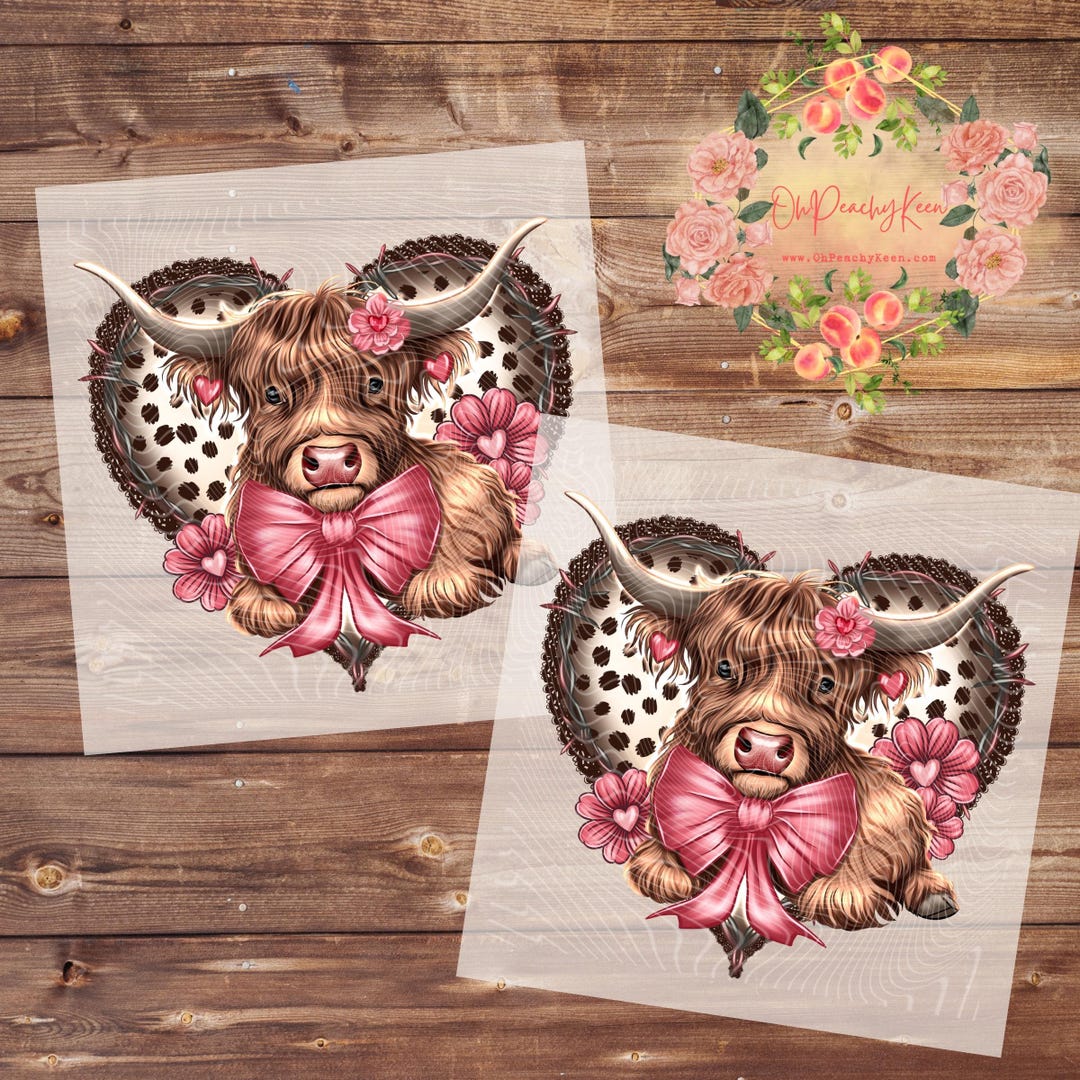 Highland Cow Version 2 DTF Transfer, Valentine’s Day Ready to Press ...