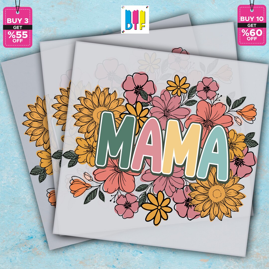 Floral Mama, Ready to Press, Mom DTF Prints, Retro Mama Prints, Flower ...