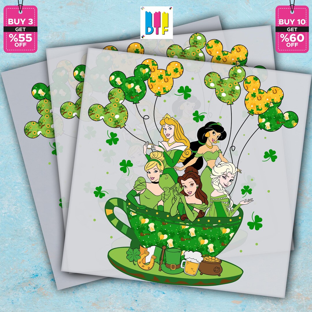 Disney Princess St Patricks Day, Ready to Press, St Patricks DTF ...