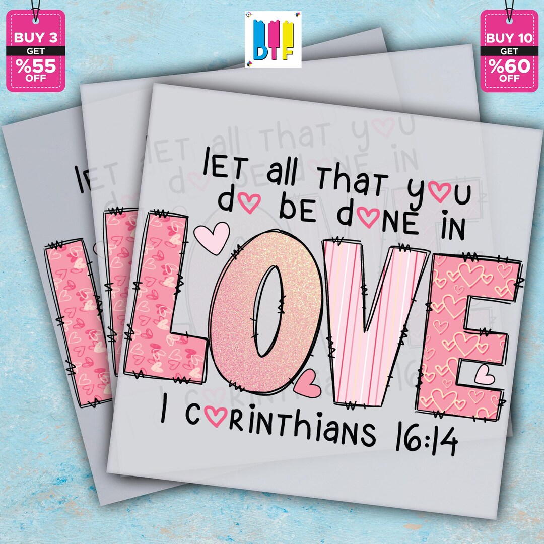 Love Bible Verses, Ready to Press, Valentines Day Transfer, Heat ...