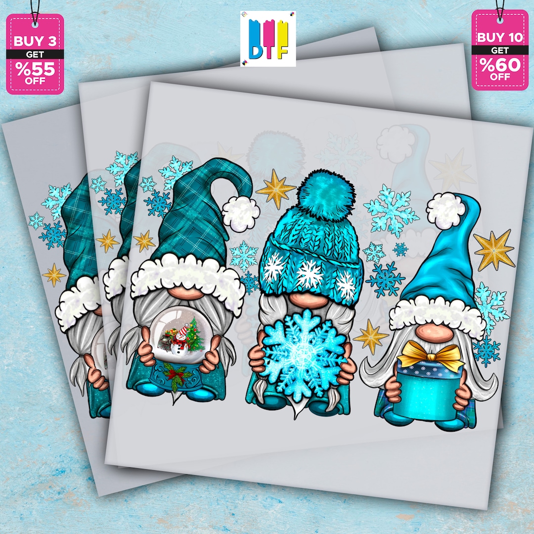 Winter Gnomes, Ready to Press, Christmas DTF Transfer, Christmas Gnome ...