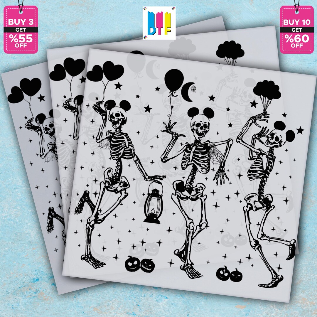 Dancing Skeletons, Ready to Press, Halloween DTF Transfer, Heat ...