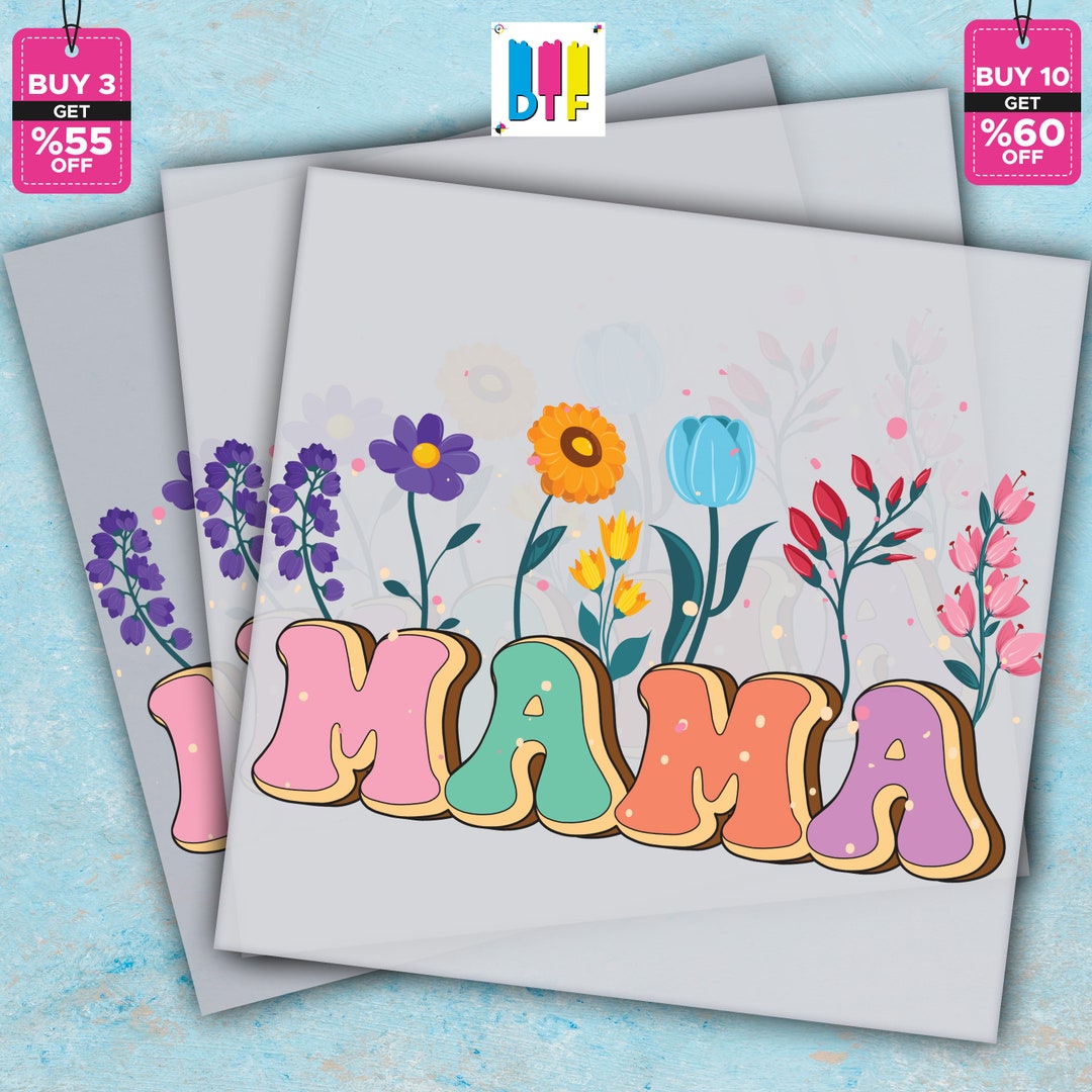 Floral Mama Print, Ready to Press, Retro Mom DTF Transfer, Gift for ...