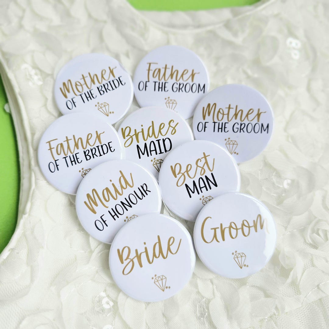Wedding Party Badges: Bride, Groom, Bridal Party, Favours (38mm) - Etsy