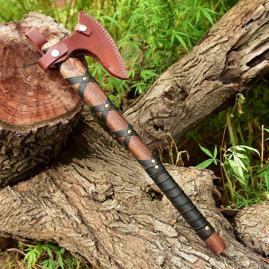 Ragnar Viking Larp Forged Axe With Rose Wood Shaft, Christmas ...