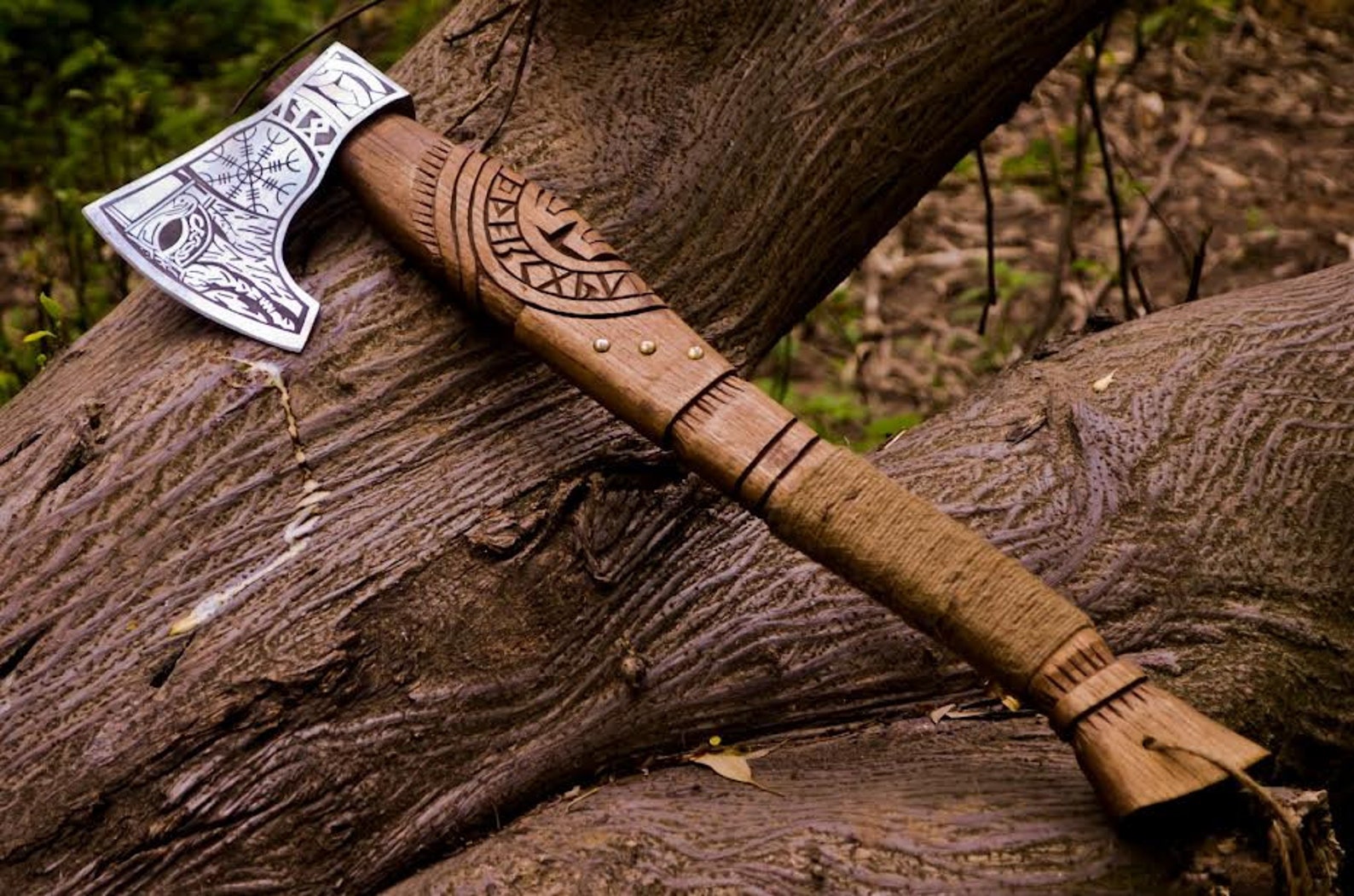 Hand Forged Carbon Steel Ragnar Viking Axe With Engraved Handle, Viking ...