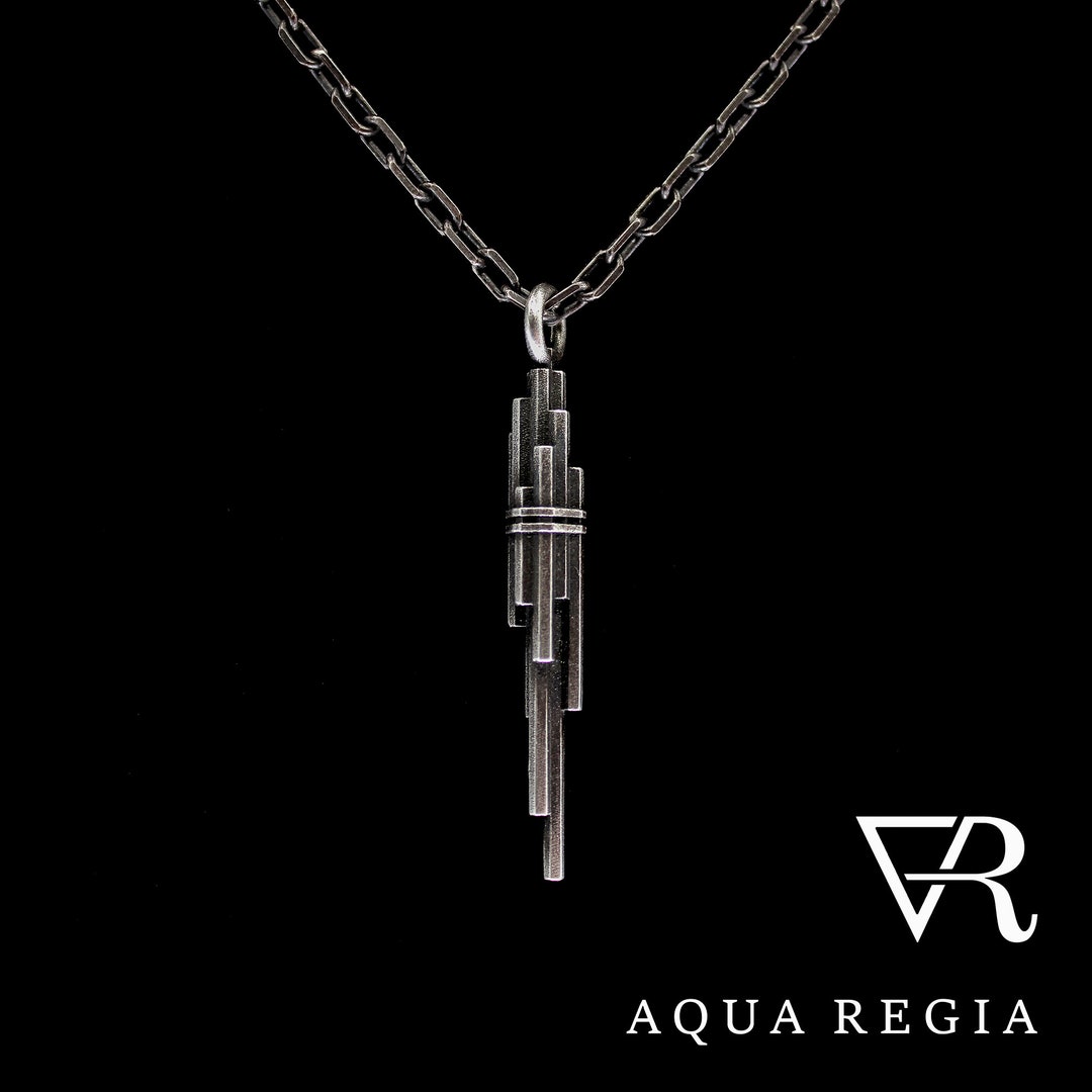 Mens Necklace Basalt Pendant - .925 Silver, Alchemy Inspired - Etsy