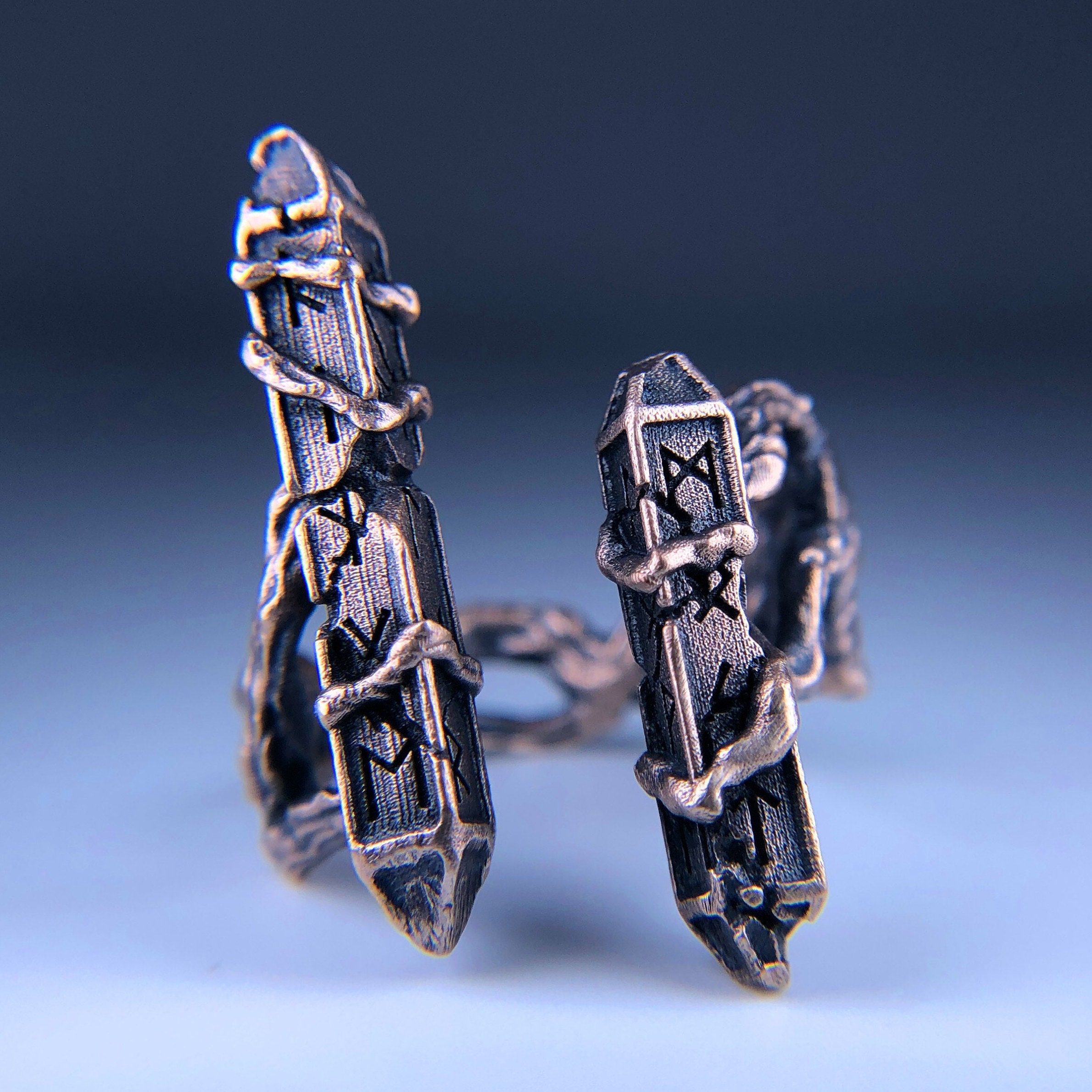 ELSKER - Bronze + Liver of Sulphur, Ancient Viking Ring, Adjustable ...