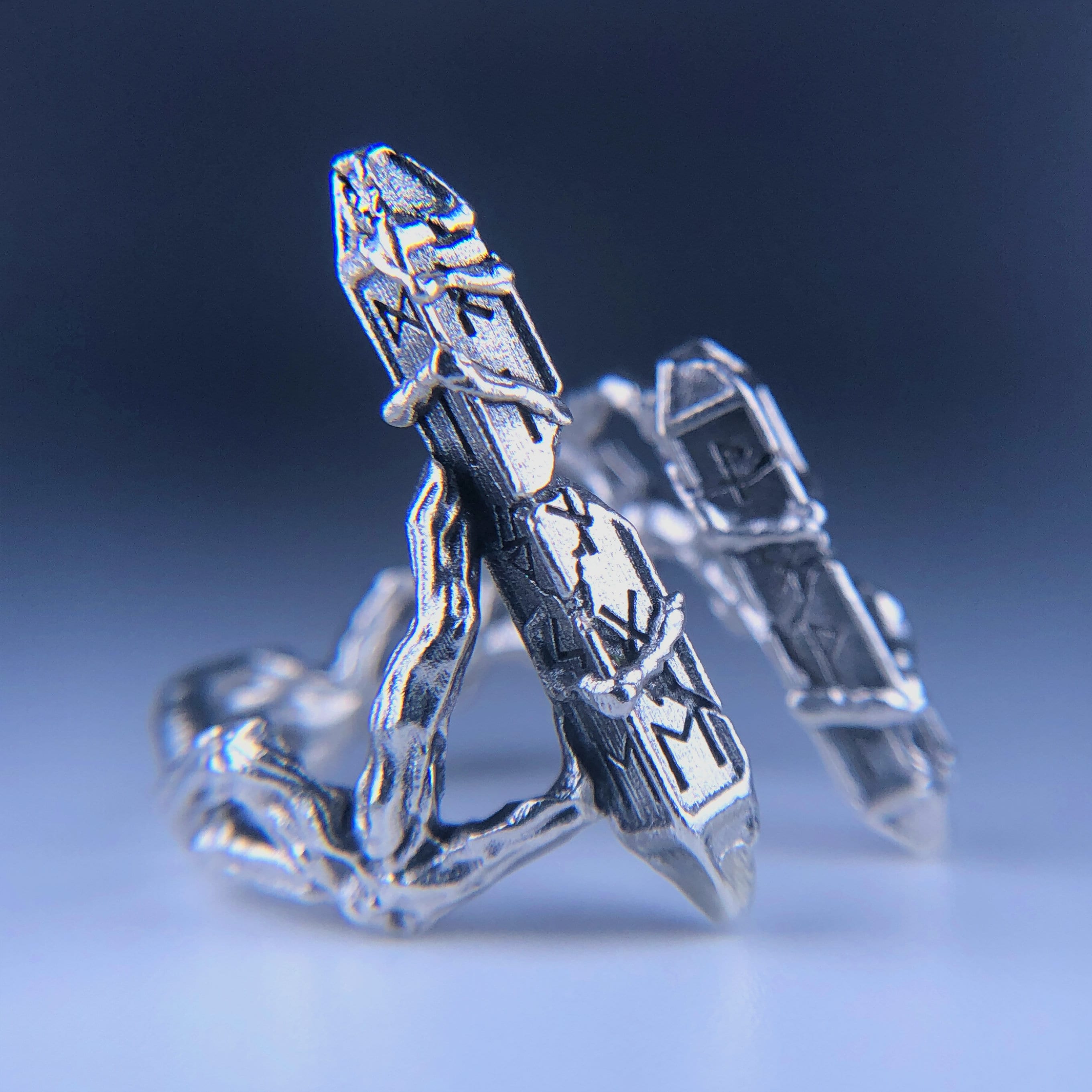ELSKER - 925 Silver, Ancient Viking Ring, Adjustable, Elder Futhark ...