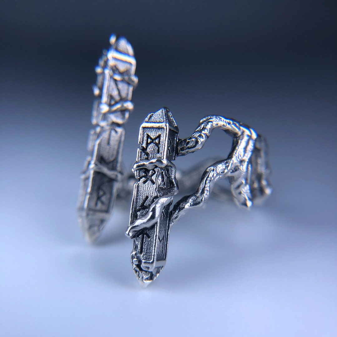 ELSKER - 925 Silver, Ancient Viking Ring, Adjustable, Elder Futhark ...