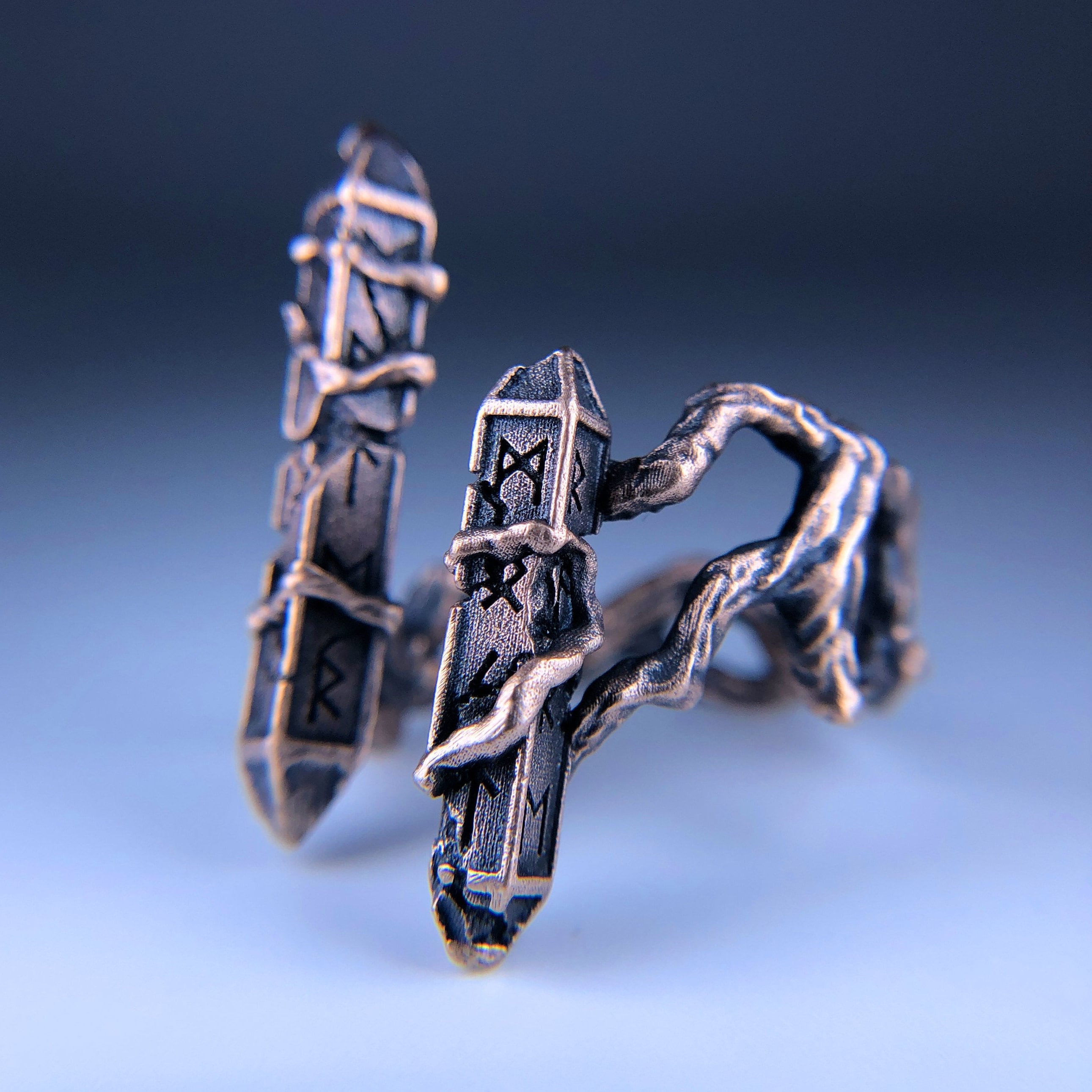 ELSKER - Bronze + Liver of Sulphur, Ancient Viking Ring, Adjustable ...